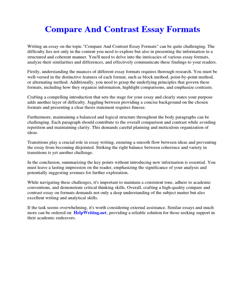 Compare and Contrast Essay Formats | PDF | Sita | Genetically Modified ...