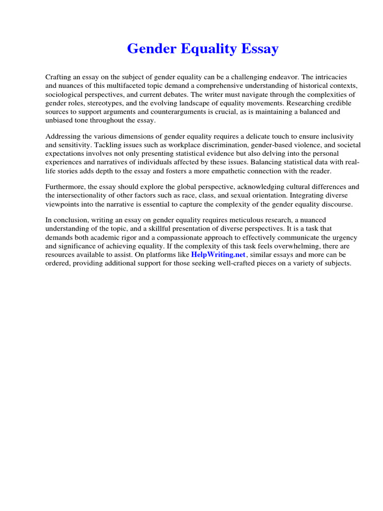 Gender Equality Essay | PDF | Salary | Gender Equality
