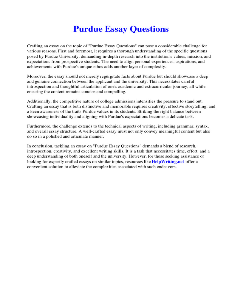 Purdue Essay Questions | PDF | Muhammad