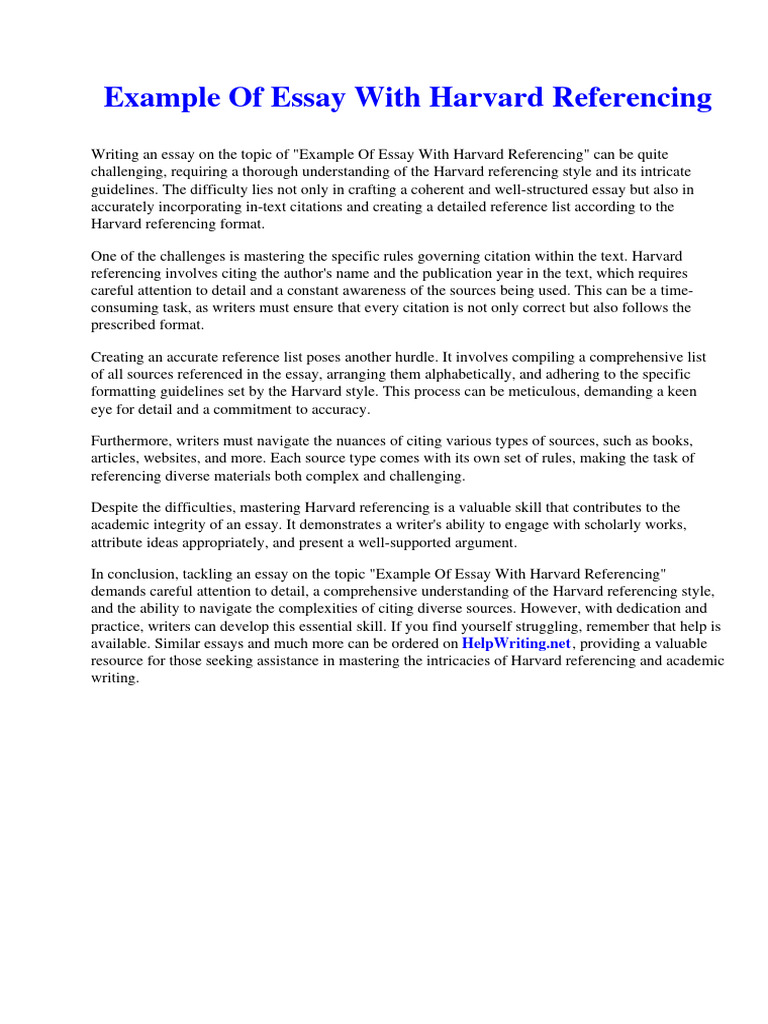Example of Essay With Harvard Referencing | PDF | Social Science ...