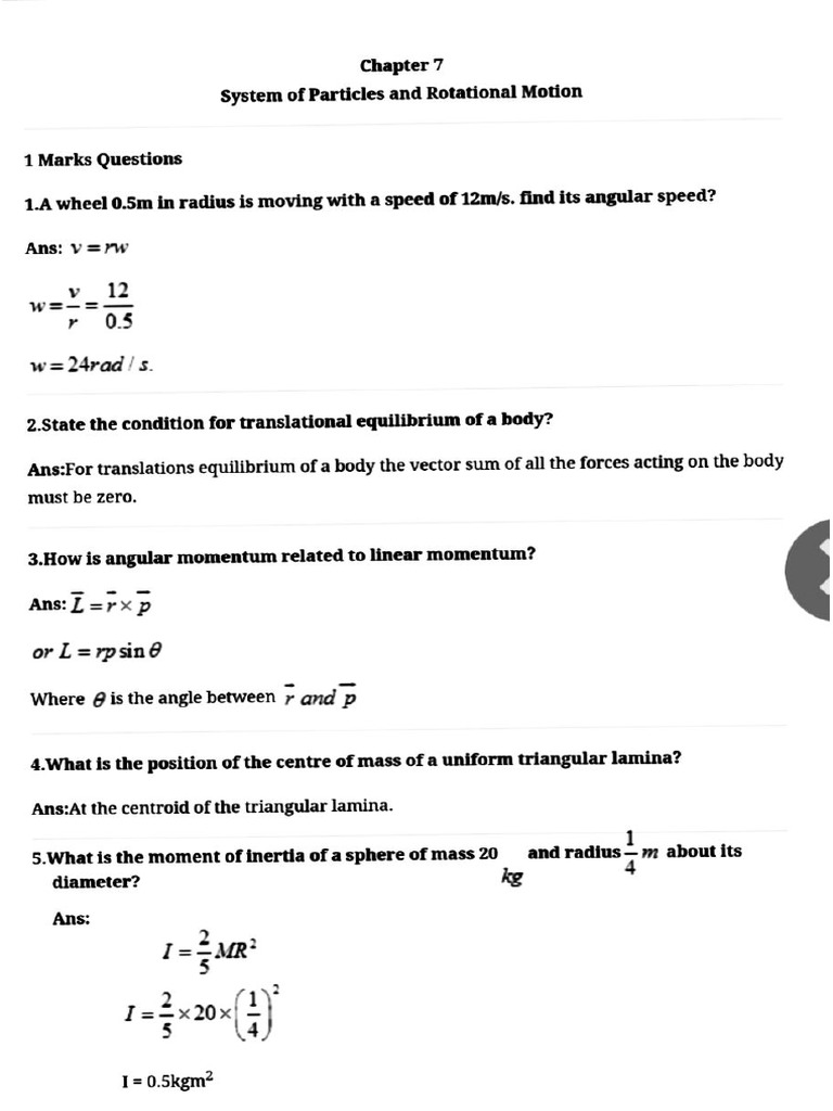 Rotational Motion Numericals | PDF