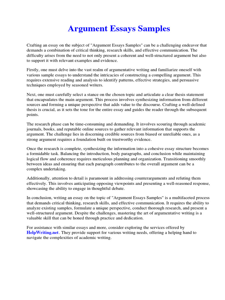 Argument Essays Samples | PDF | Essays | Coal
