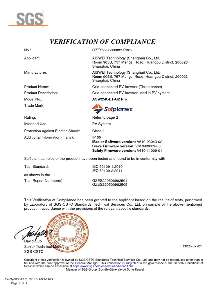 Certificado 15KW e 25KW Solplanet | PDF | Verification And Validation ...