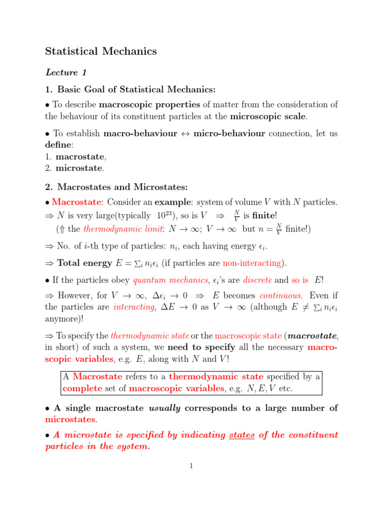 Stat Mech Lect1 | PDF | Physics | Theoretical Physics