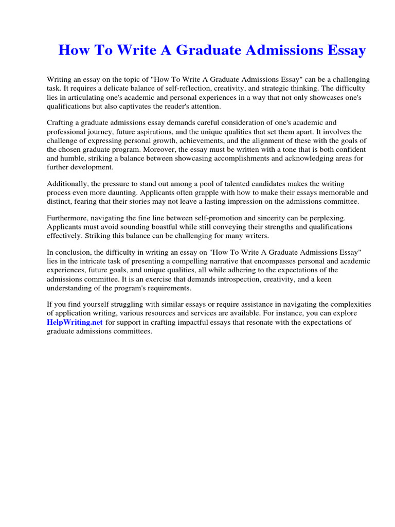 How To Write A Graduate Admissions Essay | PDF | Essays | Samurai