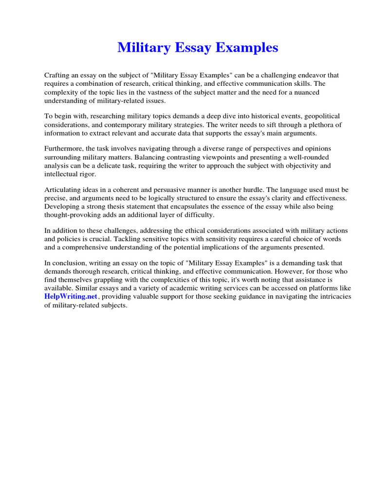 Military Essay Examples | PDF | Essays | Critical Thinking