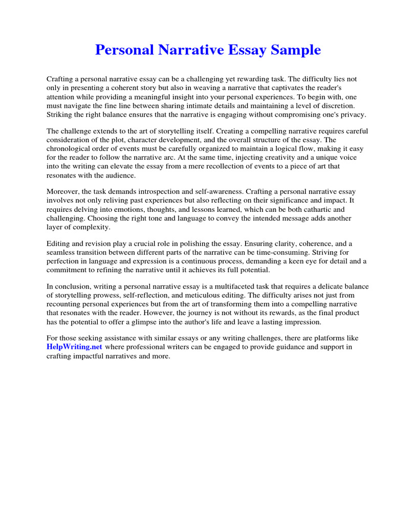 Personal Narrative Essay Sample | PDF | Athena | Strange Case Of Dr ...