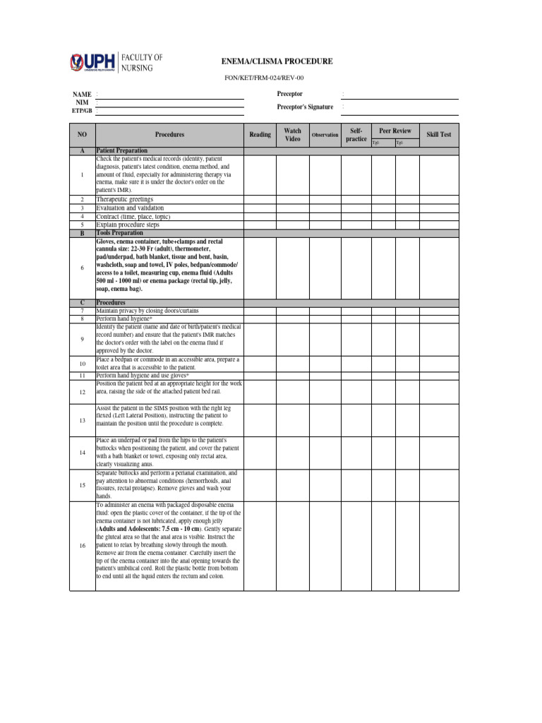 ENEMA or CLISMA PROCEDURE (English vers) | PDF | Rectum | Health Sciences