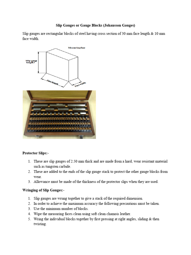 Slip Gauges or Gauge Blocks | PDF | Manufactured Goods | Tools