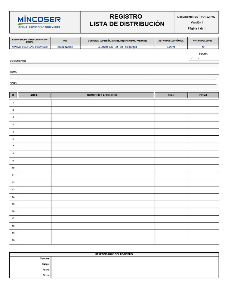 SST-P01.02-F02-Formato de Lista de Distribución | PDF