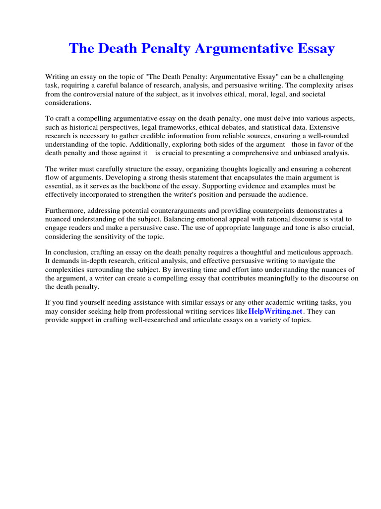 The Death Penalty Argumentative Essay | PDF | Substance Abuse | Essays