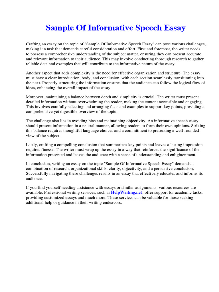 Sample of Informative Speech Essay | PDF | Profit (Economics) | Perfect Competition