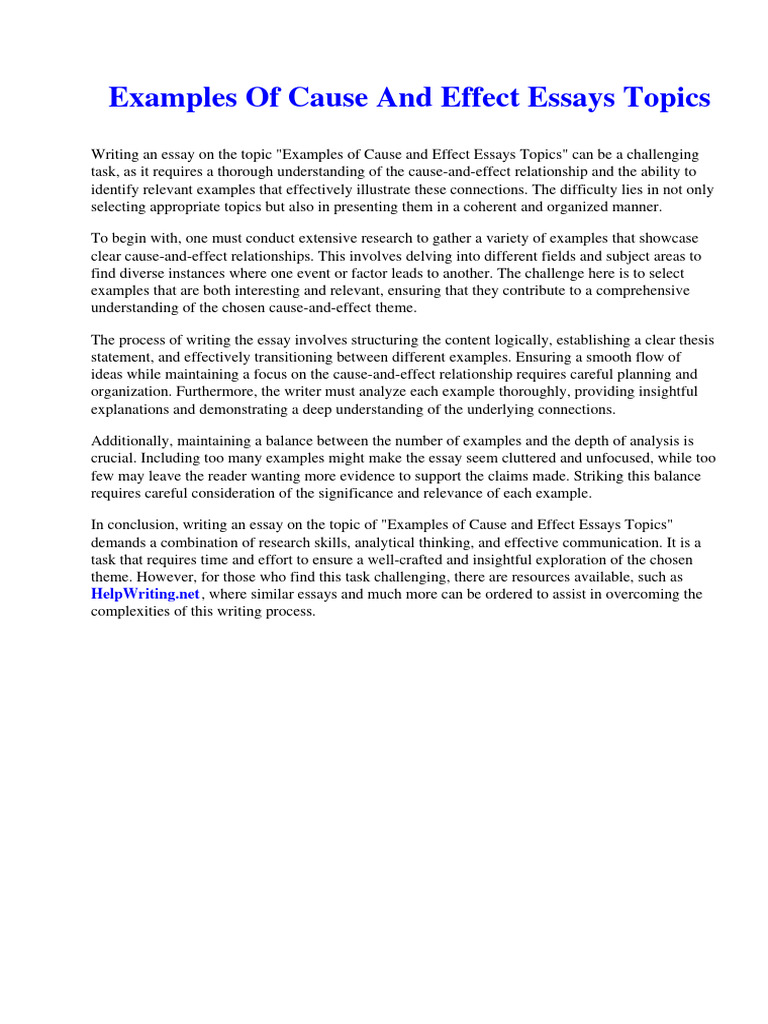 Examples of Cause and Effect Essays Topics | PDF | Cuba | Essays