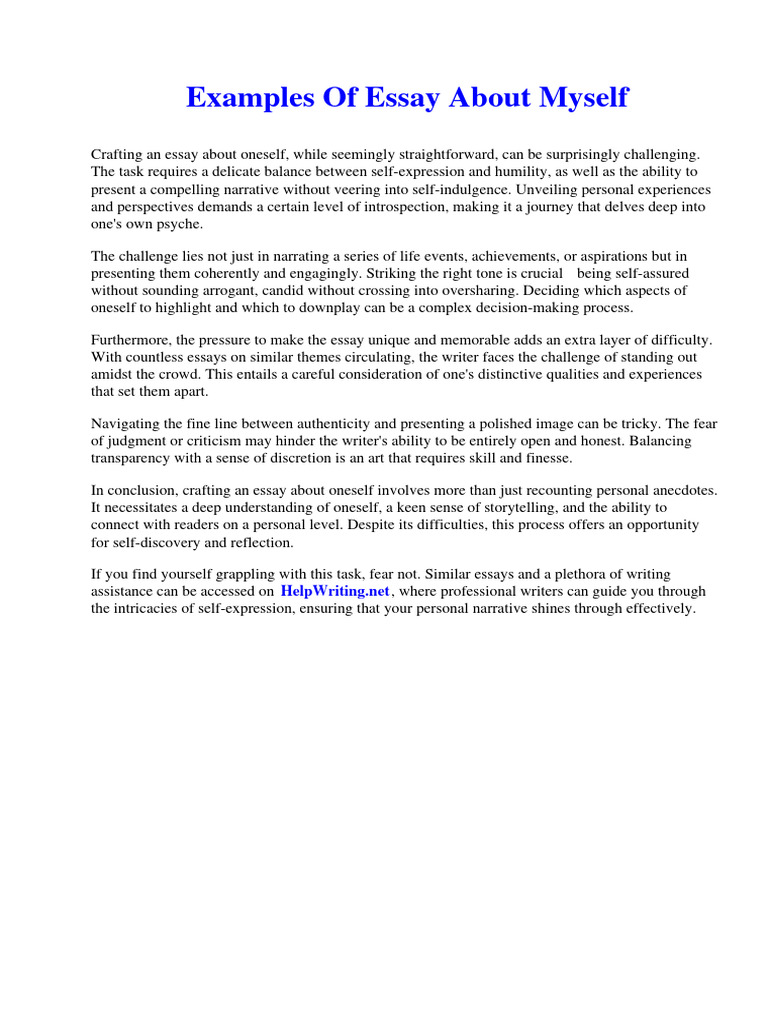 Examples of Essay About Myself | Download Free PDF | Information ...
