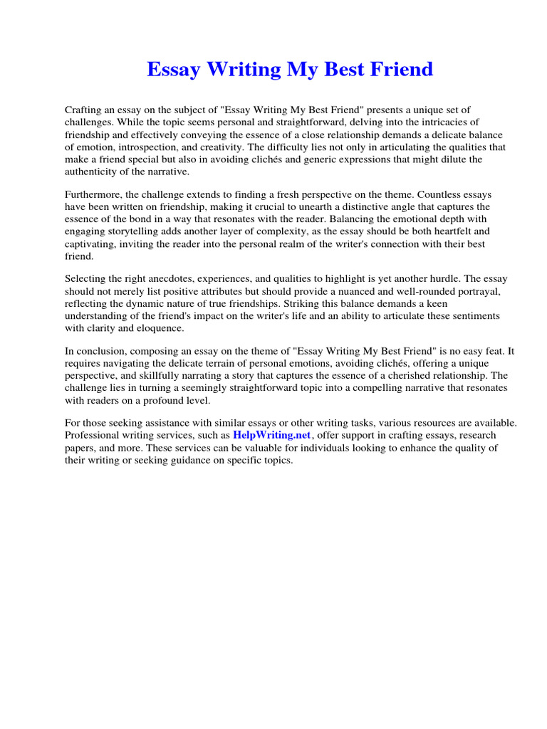 Essay Writing My Best Friend | PDF | Leadership | Essays