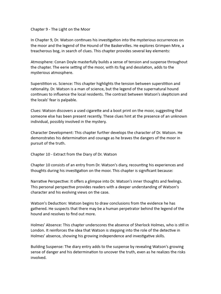 Watson's Investigation on the Moor | PDF | Dr. Watson | The Hound Of ...