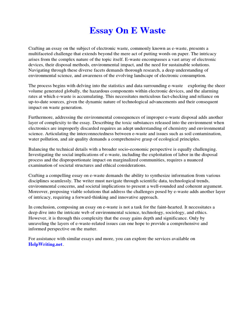 Essay On E Waste | PDF | Electronic Waste | Game Theory
