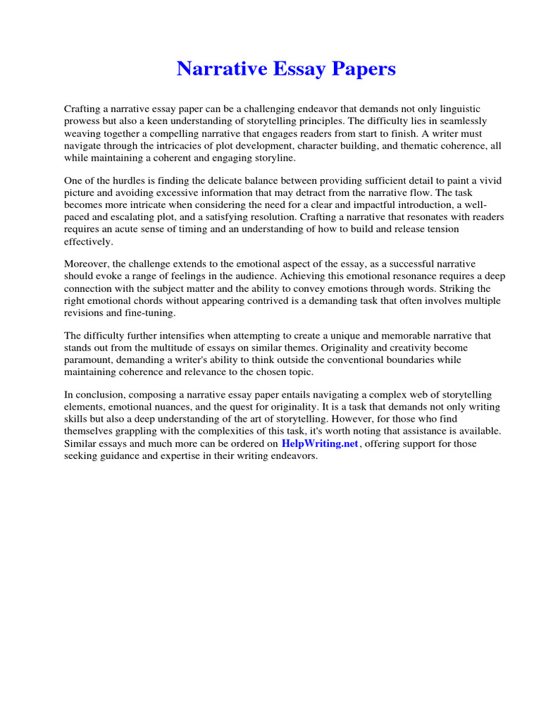 Narrative Essay Papers | PDF | Narrative | Essays