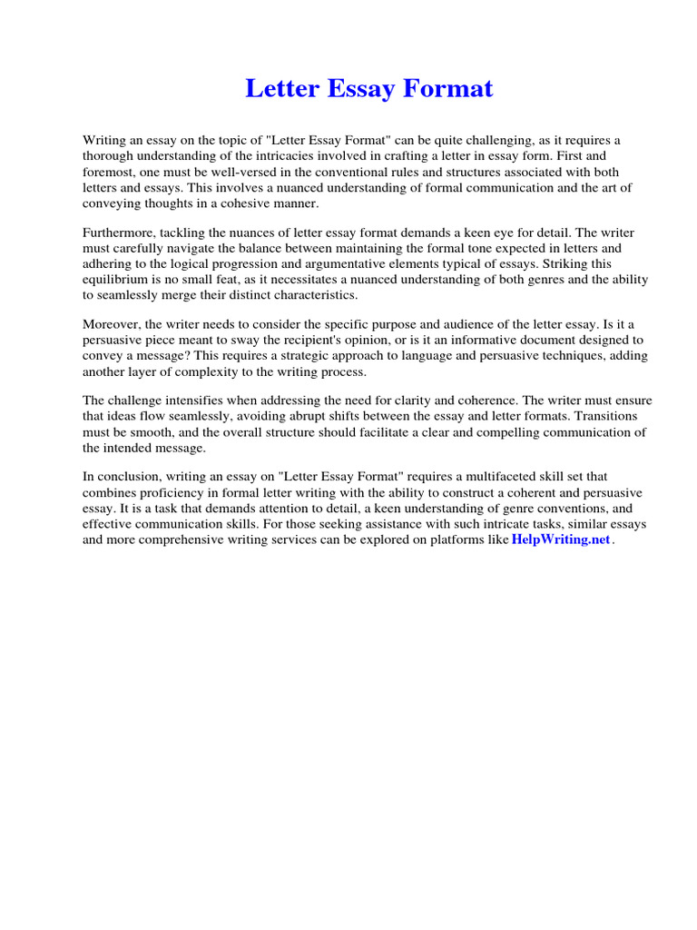 Letter Essay Format | PDF | Tinnitus | Essays