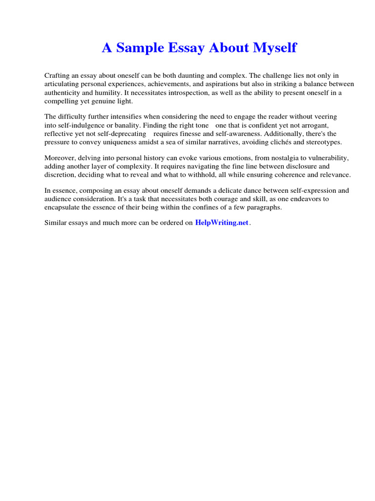A Sample Essay About Myself | Download Free PDF | Bob Marley | Reggae