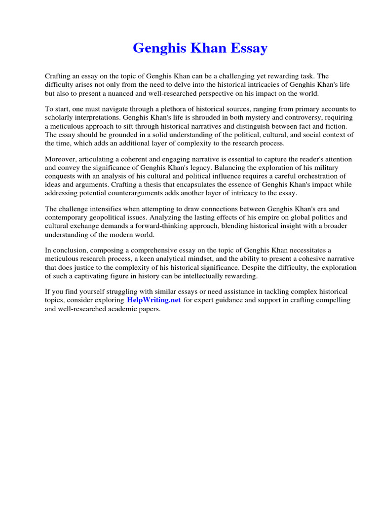 Genghis Khan Essay | PDF | The Red Badge Of Courage | Gang