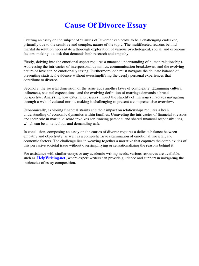 Cause of Divorce Essay | PDF | Employment | Hamlet