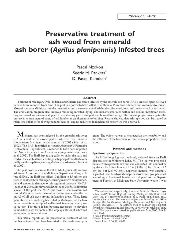 Preservative Treatment of Ash Wood From | PDF | Wood | Trees