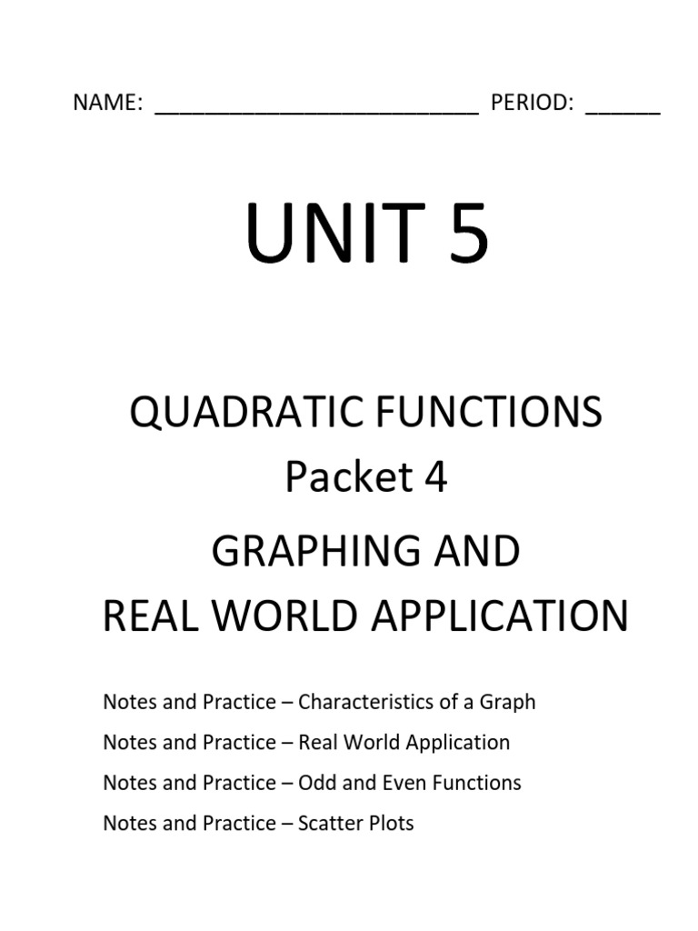 Quadratics - Packet 4 - Graphing and Real World Application | Download ...
