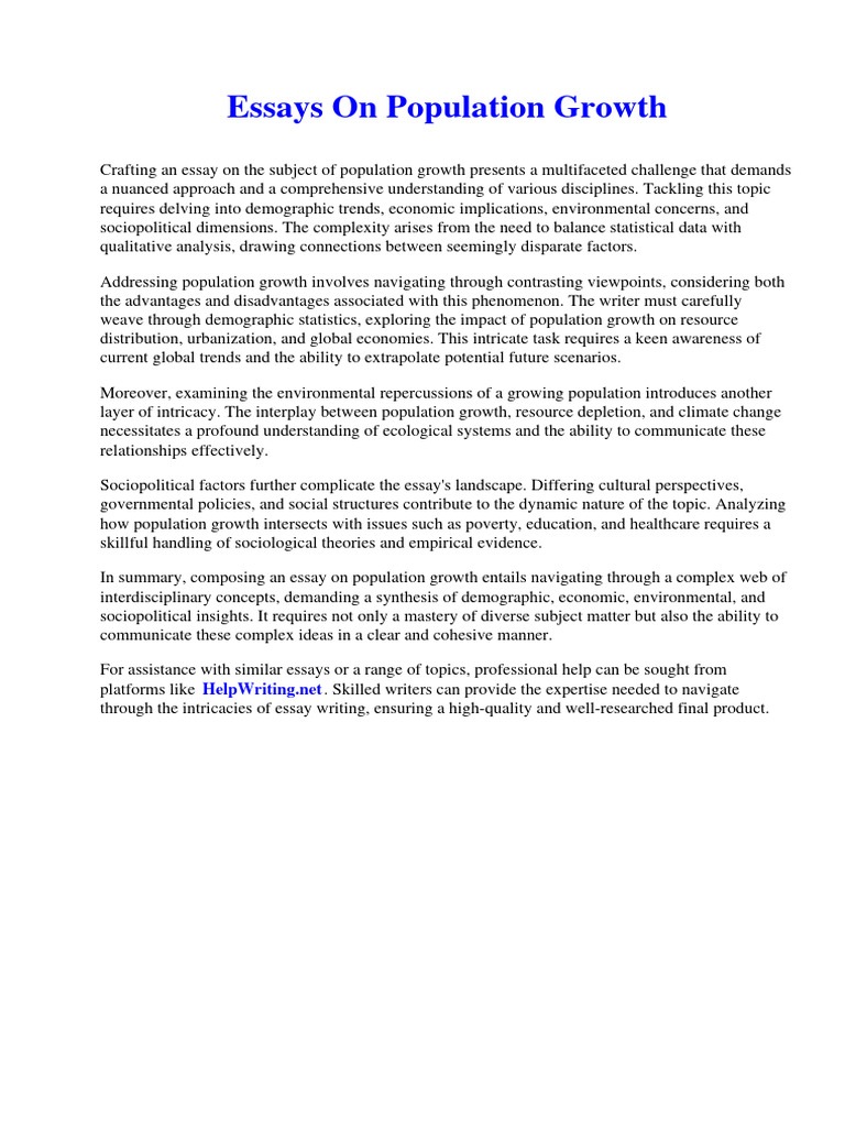 Essays On Population Growth | PDF | Arthritis | Starbucks