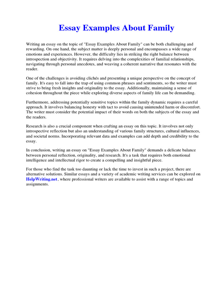 Essay Examples About Family | Download Free PDF | Water Pollution | Essays
