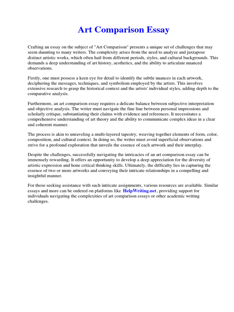 Art Comparison Essay | PDF | Methamphetamine | Hamlet