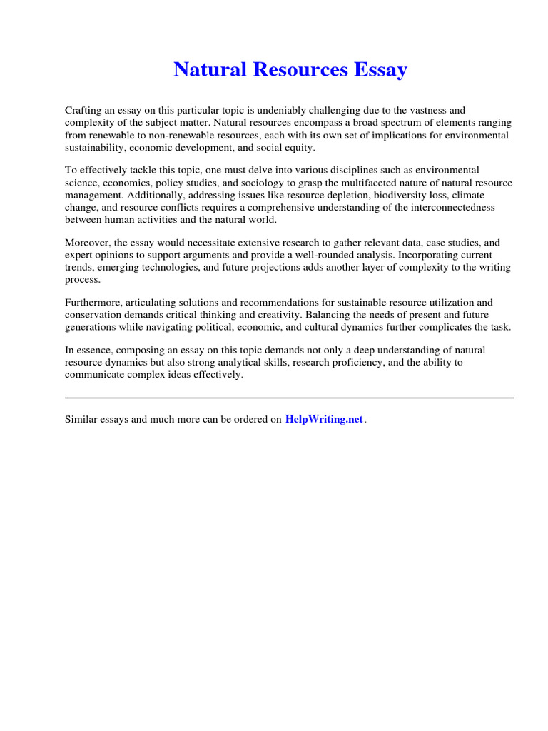 Natural Resources Essay | PDF | Phase (Matter) | Heat