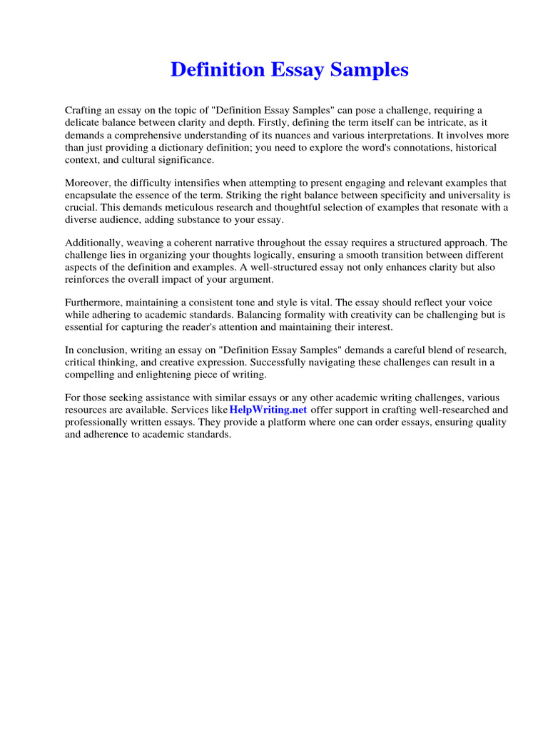 Definition Essay Samples | PDF | Essays | Definition Definition Essay Samples | PDF | Essays | Definition