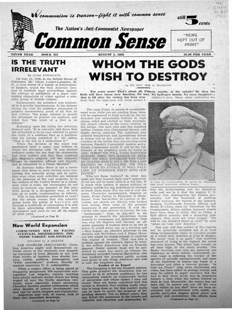 Common Sense - Volume 09 - Issue 235 - 1955-08-01 | PDF | Communism