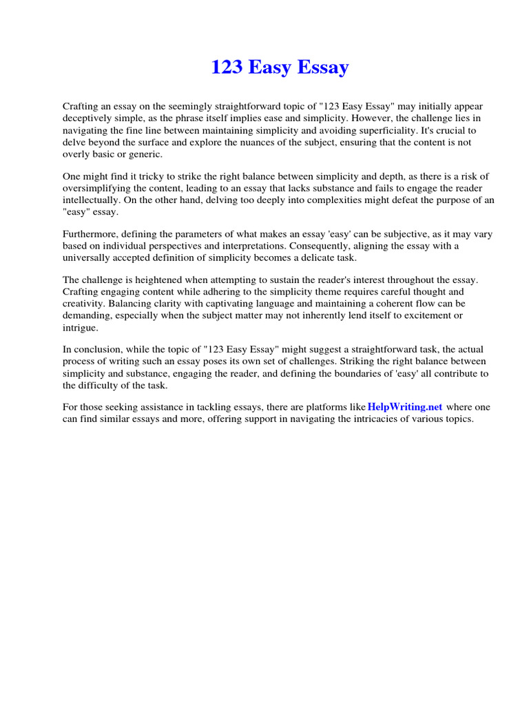 123 Easy Essay | PDF | Essays