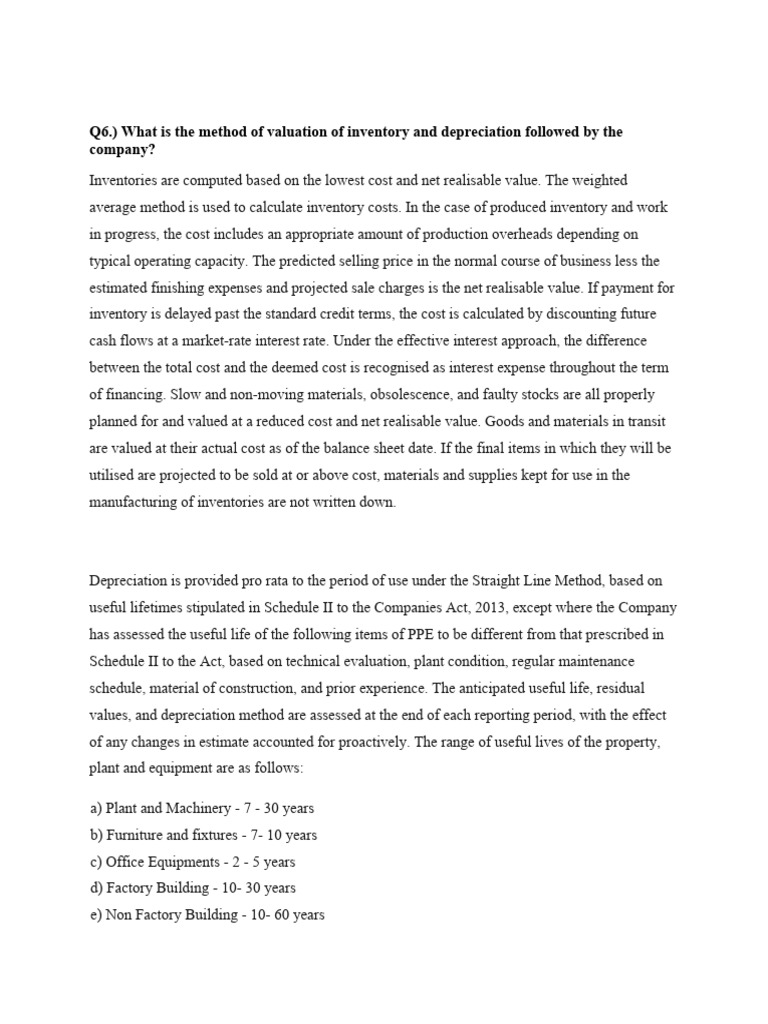 Accounting Assignment (GODREJ) Q6 | PDF | Depreciation | Inventory