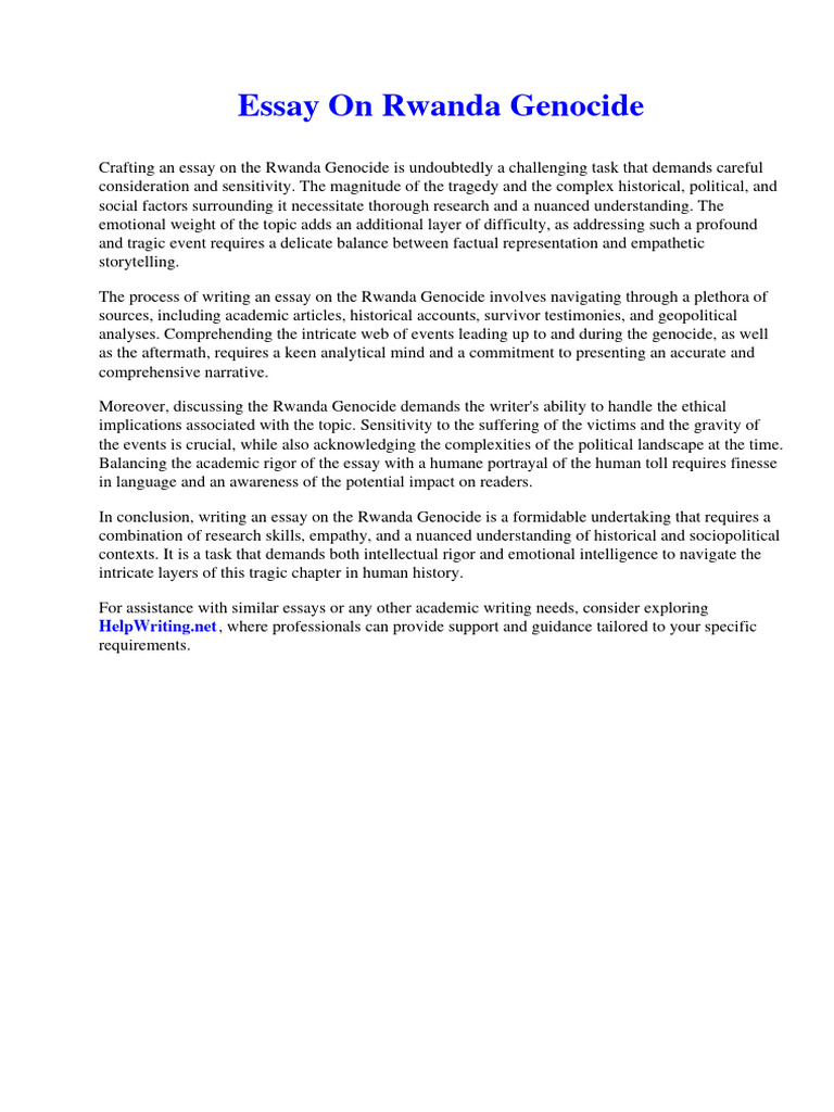 Essay On Rwanda Genocide | PDF
