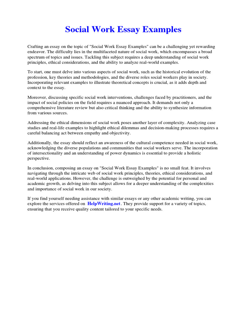 Social Work Essay Examples | PDF | Social Work | Essays