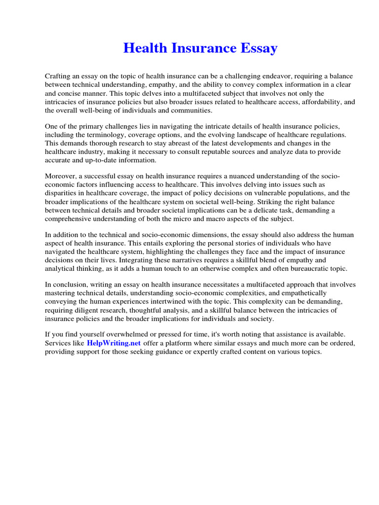 Health Insurance Essay | PDF | Robert Schumann | Communication