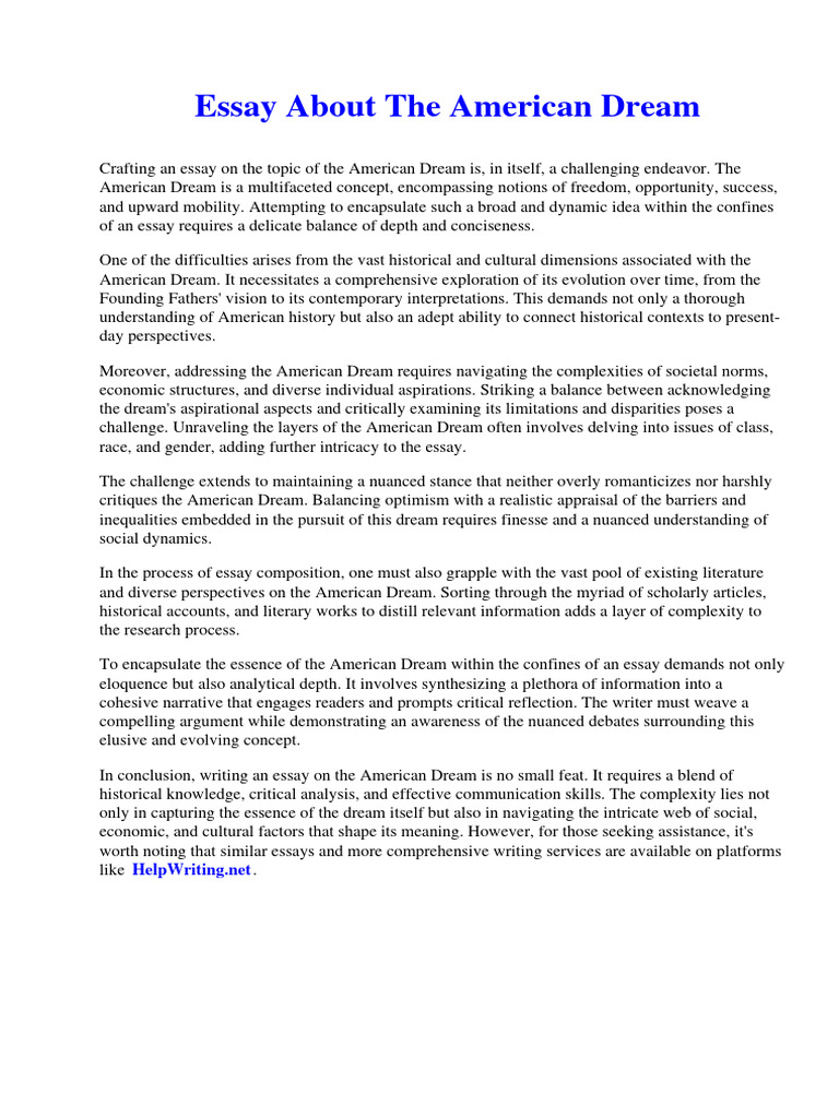 Essay About The American Dream | PDF | American Dream | Wearable Technology
