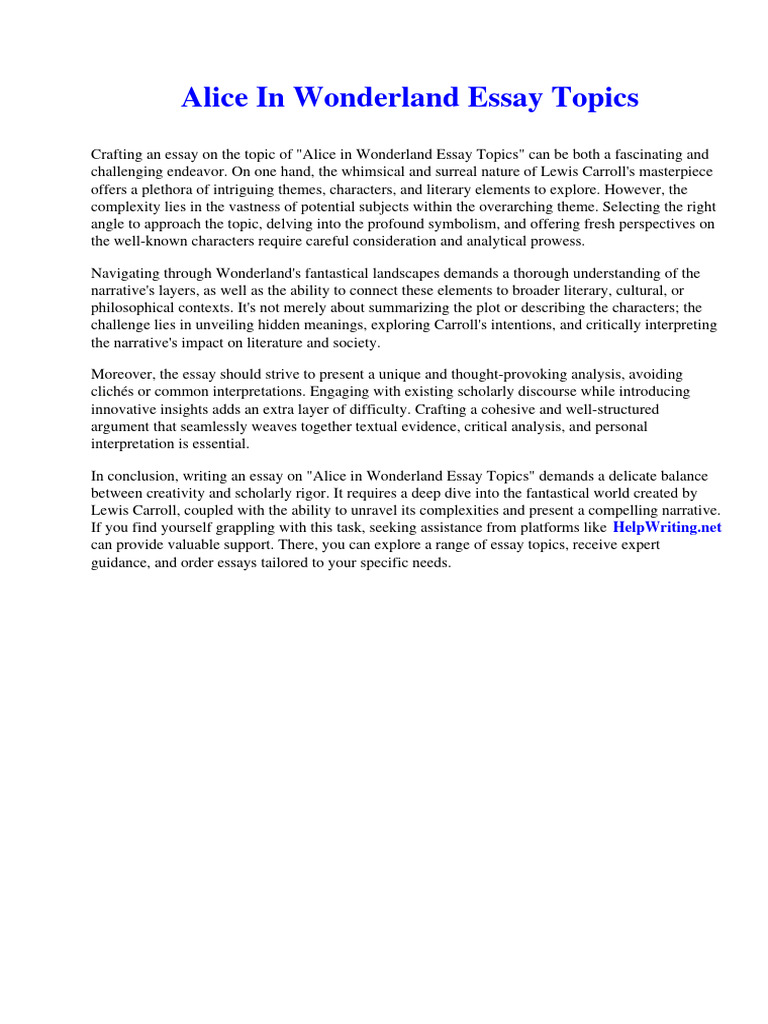 Alice in Wonderland Essay Topics | PDF | Heart | Hemodynamics Alice in Wonderland Essay Topics | PDF | Heart | Hemodynamics
