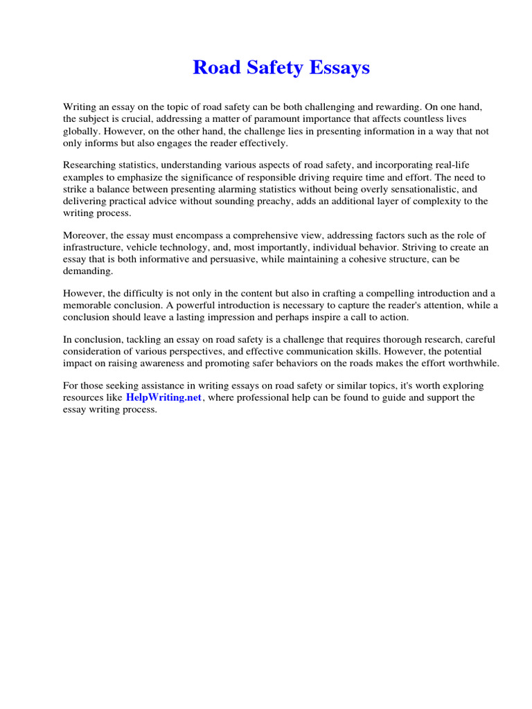 Road Safety Essays | PDF | Educational Assessment | Social Media
