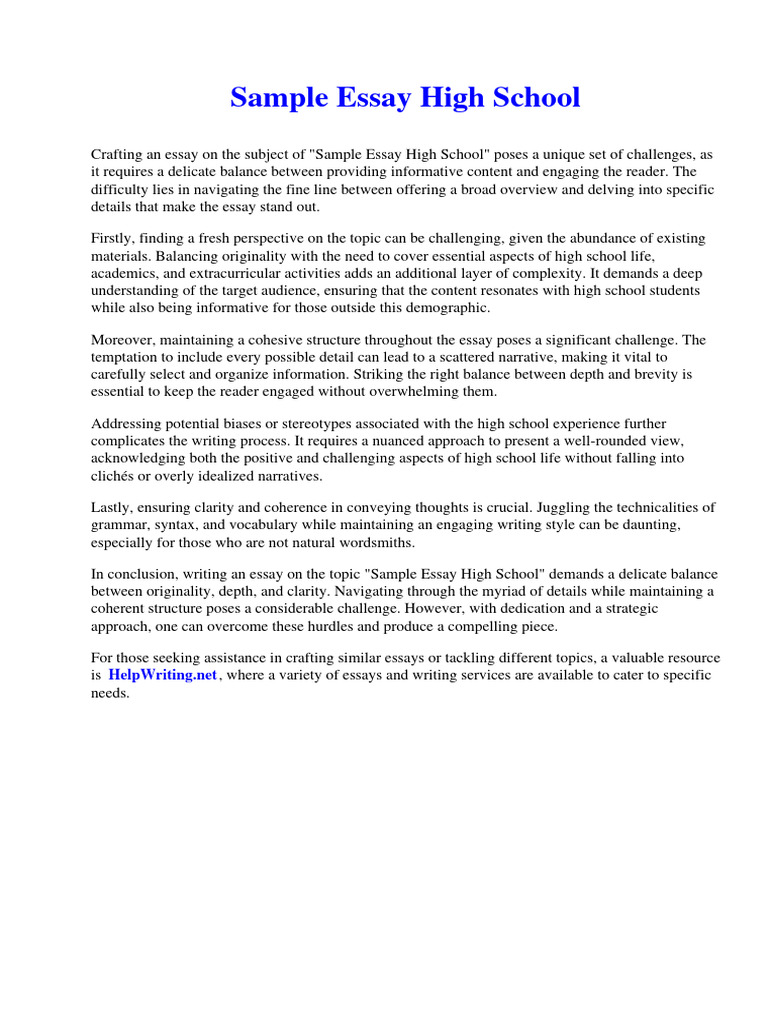 Sample Essay High School | PDF | General Motors