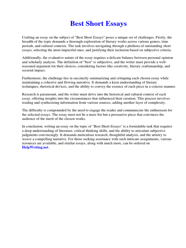 Best Short Essays | PDF | Staphylococcus Aureus