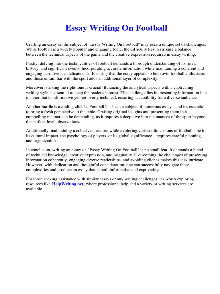 Essay Writing On Football | PDF | Financial Risk | Hedge (Finance)
