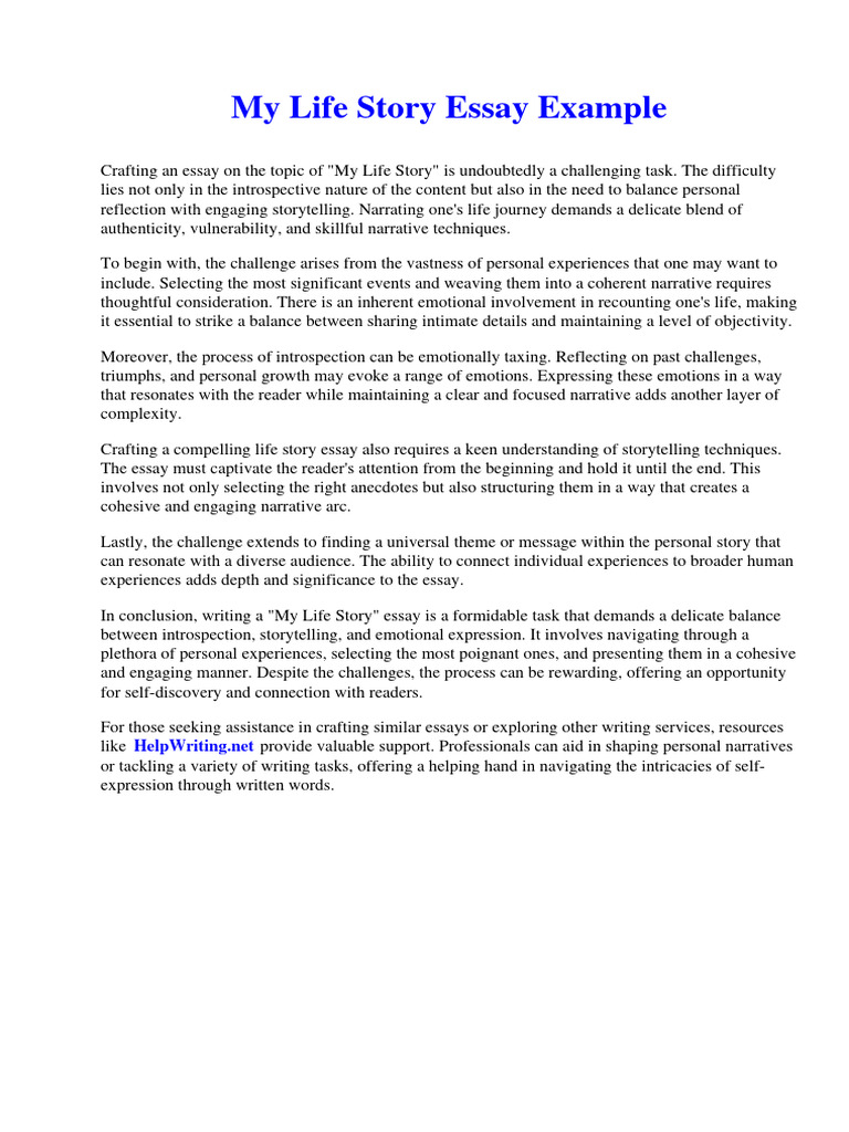 My Life Story Essay Example | PDF | Species | Hybrid (Biology)