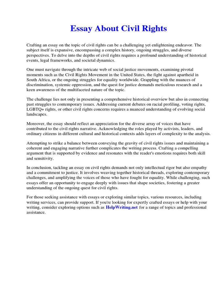 Essay About Civil Rights | PDF | Karl Marx | Essays