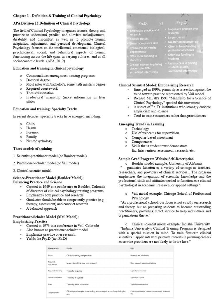 Clinical Psychology Chapters 1-2 | PDF | Clinical Psychology | Psychotherapy