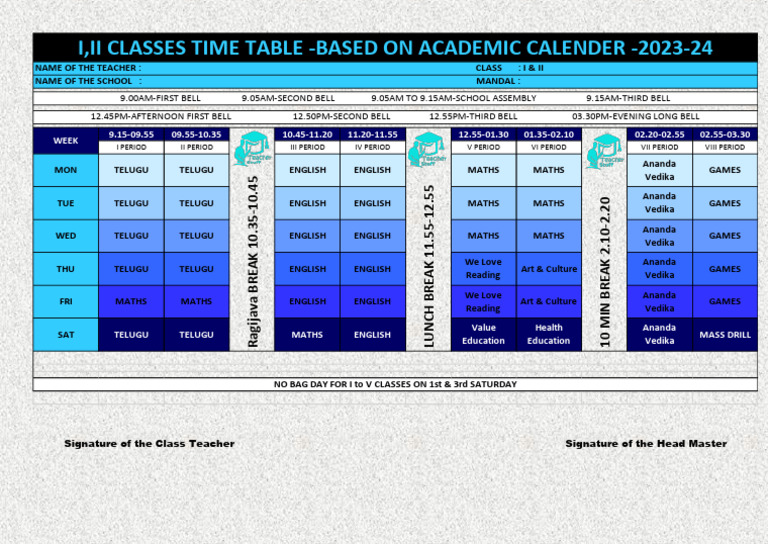 1,2 Time Table | PDF