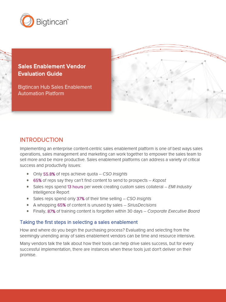 Sales Enablement Vendor Evaluation Guide | PDF | Customer Relationship ...